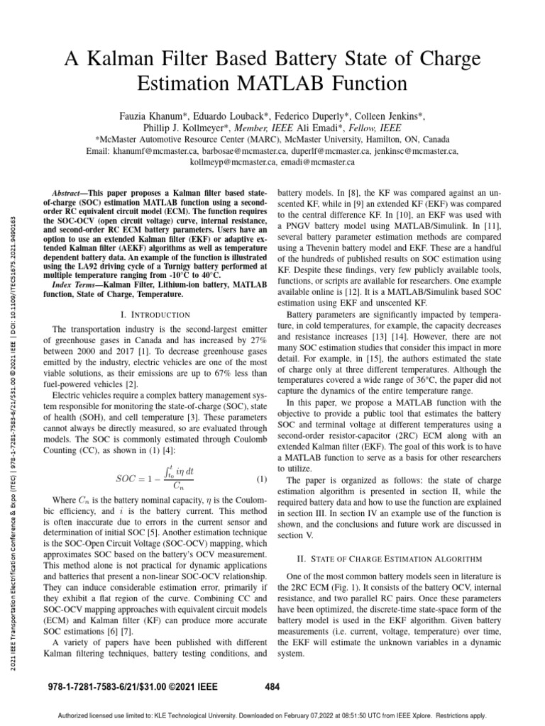 State of Charge Estimation MATLAB Function | PDF | Electrical Engineering State of Charge Estimation MATLAB Function | PDF | Electrical Engineering