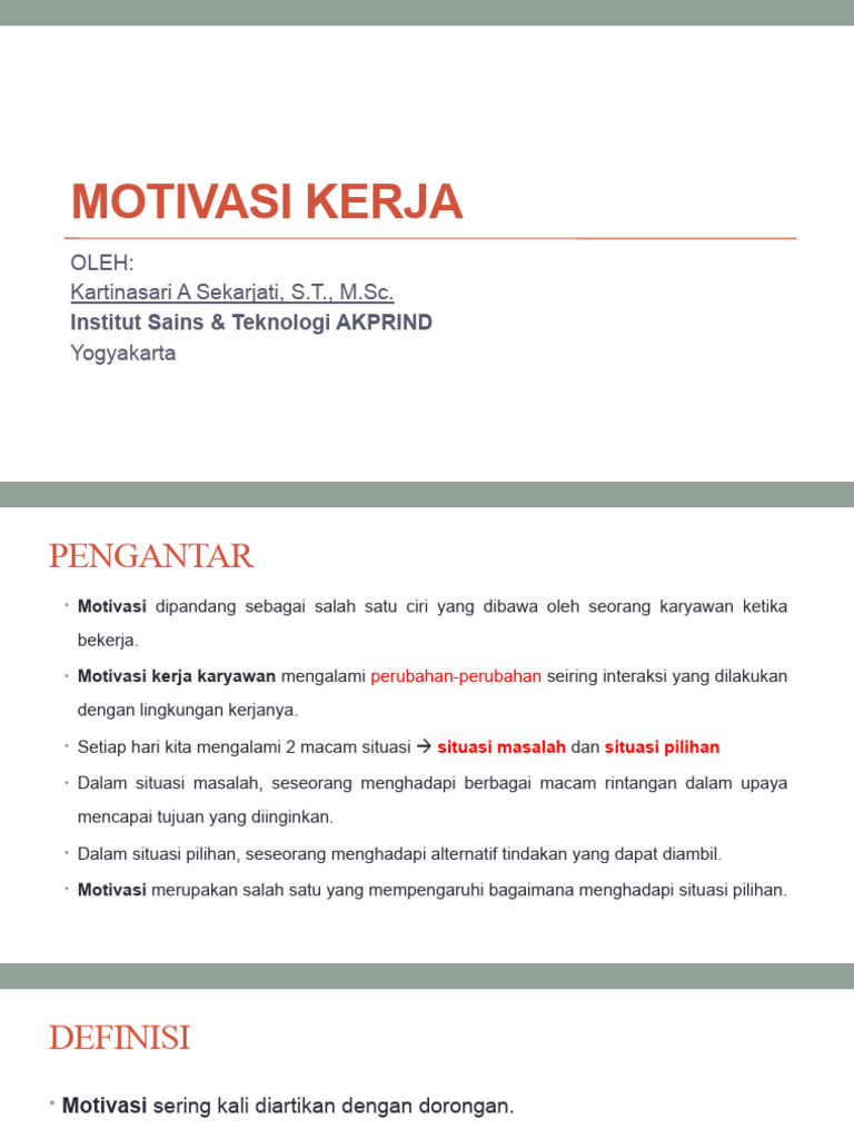 Pertemuan 12 - Motivasi Kerja | PDF