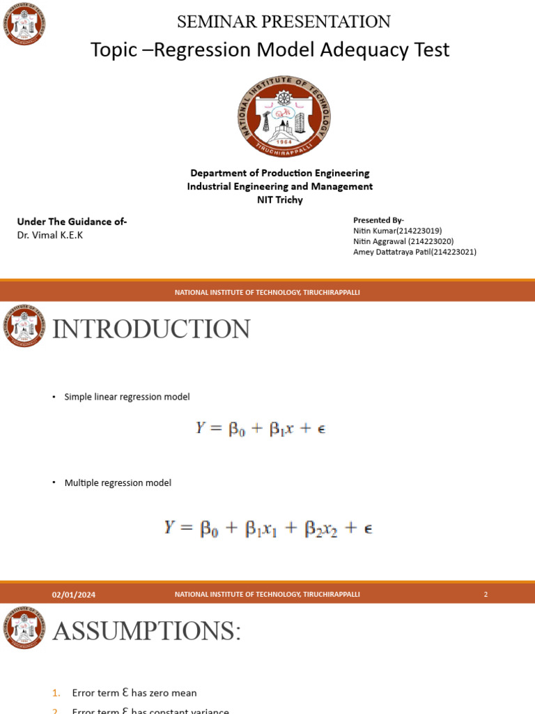 Regression Model Adequacy Seminar | PDF | Technology & Engineering
