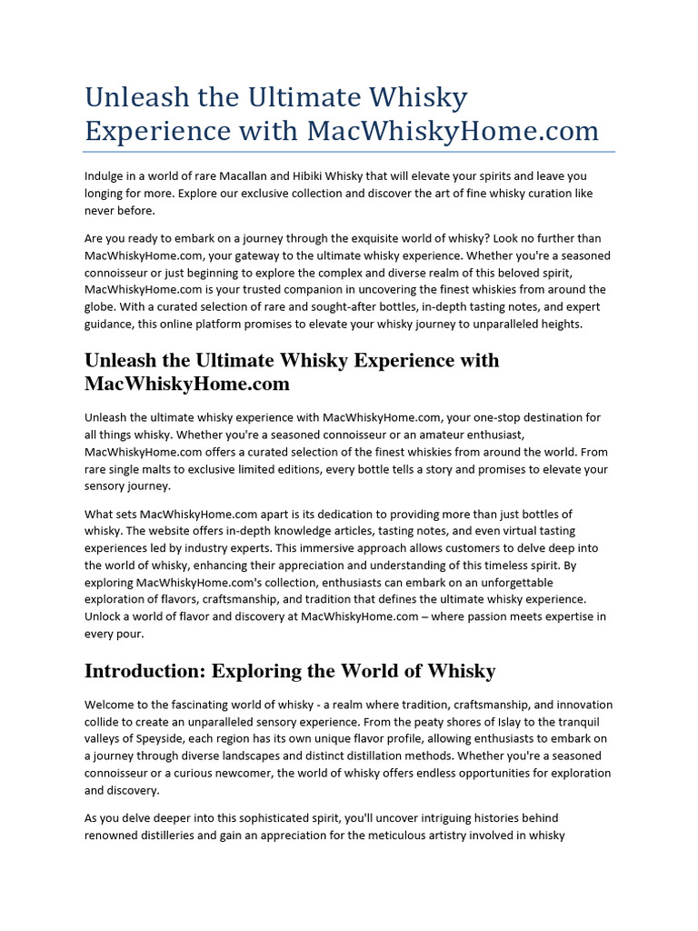 Mac Whisky | PDF | Scotch Whisky | Distilled Drinks