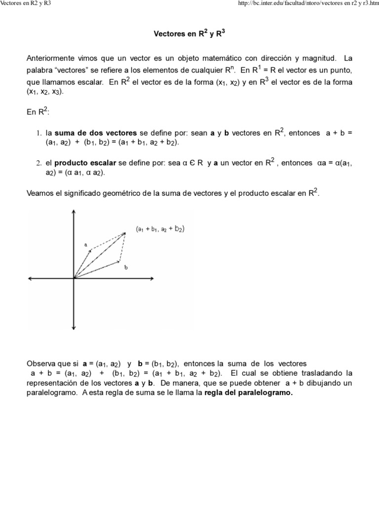 Vectores en R2 y R3 | PDF | Vector Euclidiano | Escalar (Matemáticas)