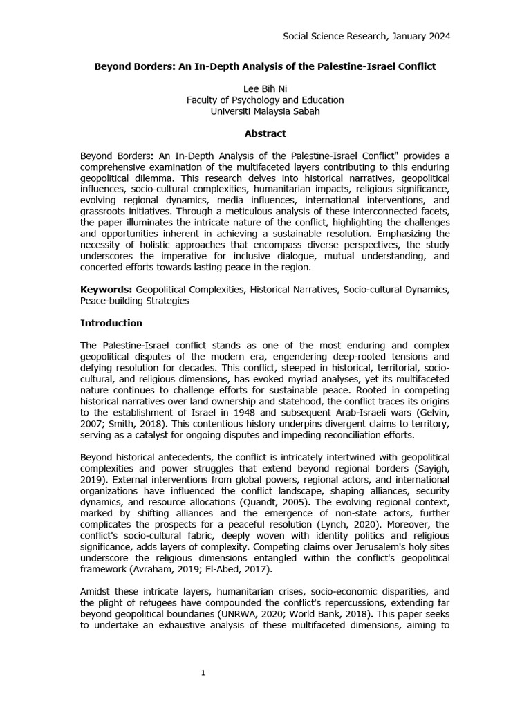 Understanding the Palestine-Israel Conflict | PDF