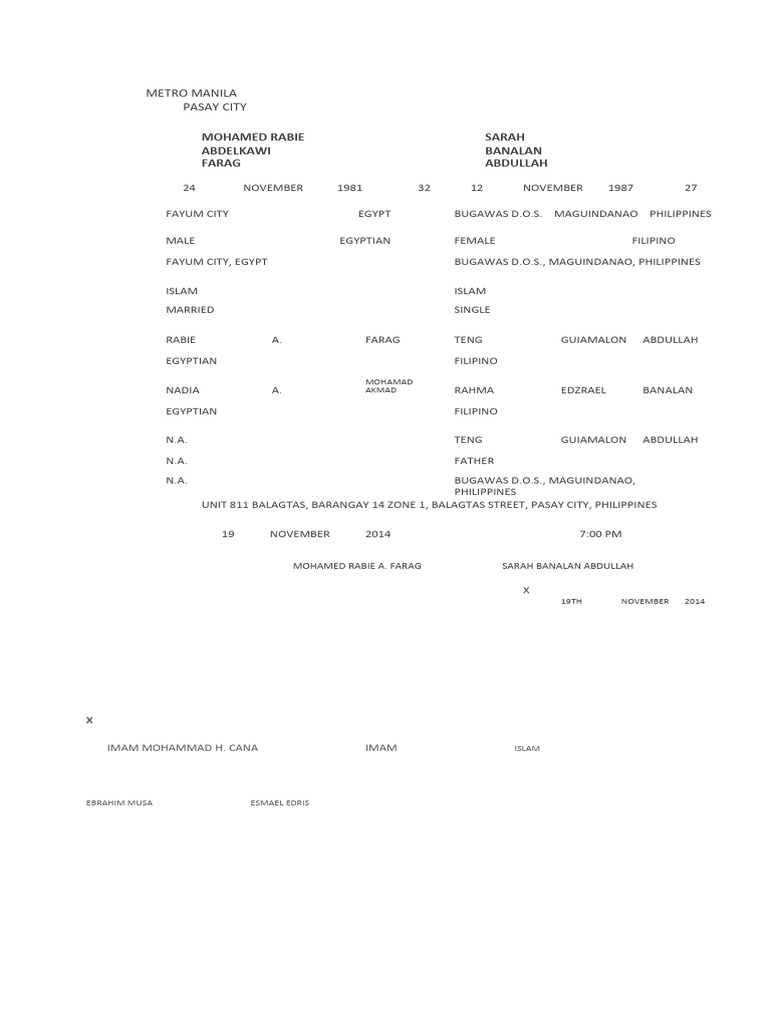 Marriage Certificate Format | PDF