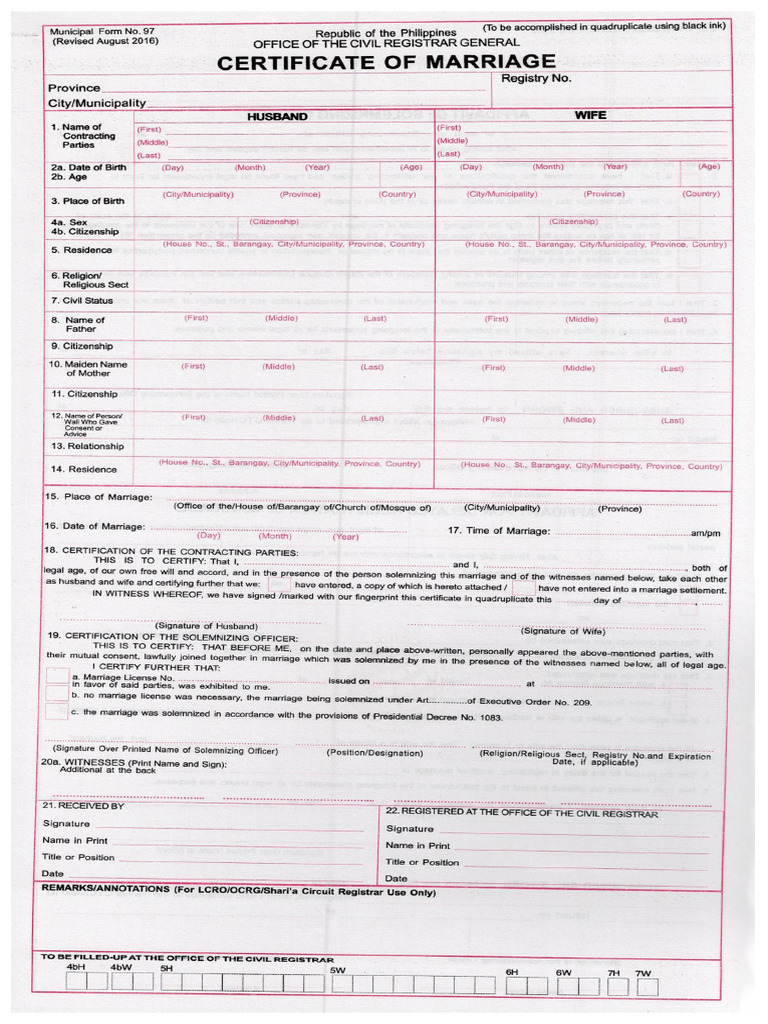 Certificate of Marriage Form | PDF