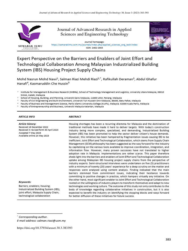 Expert Perspective On The Barriers And Enablers Of Joint Effort And Technological Collaboration