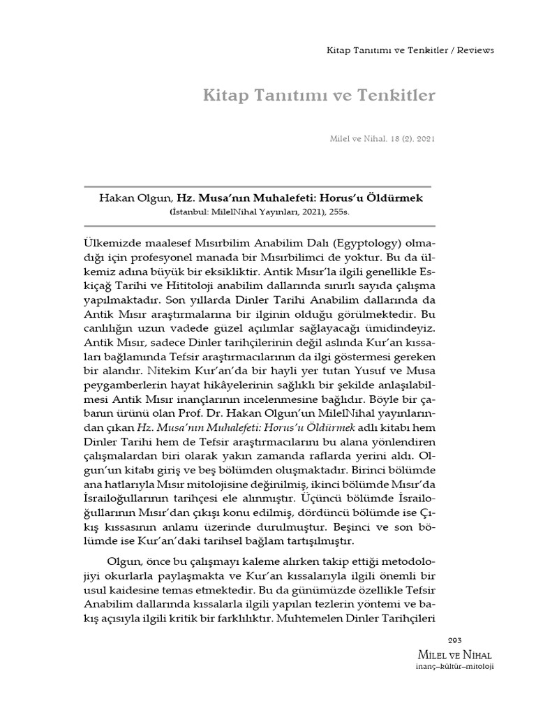 Hakan Olgun HZ Musa Nin Muhalefeti Horus | PDF