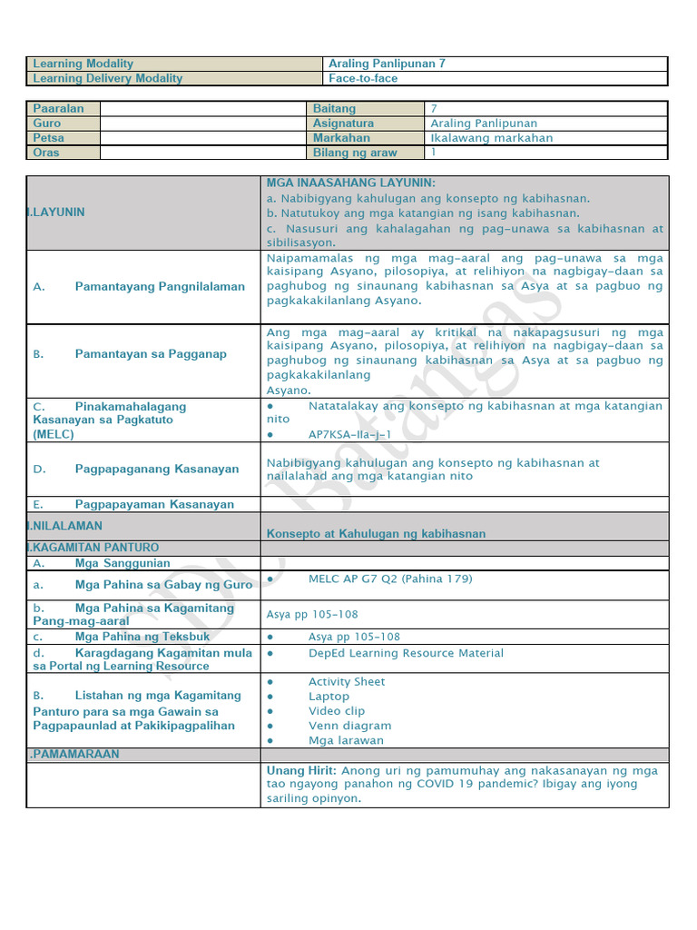 Ap7 Q2 Week1 Day1 | PDF