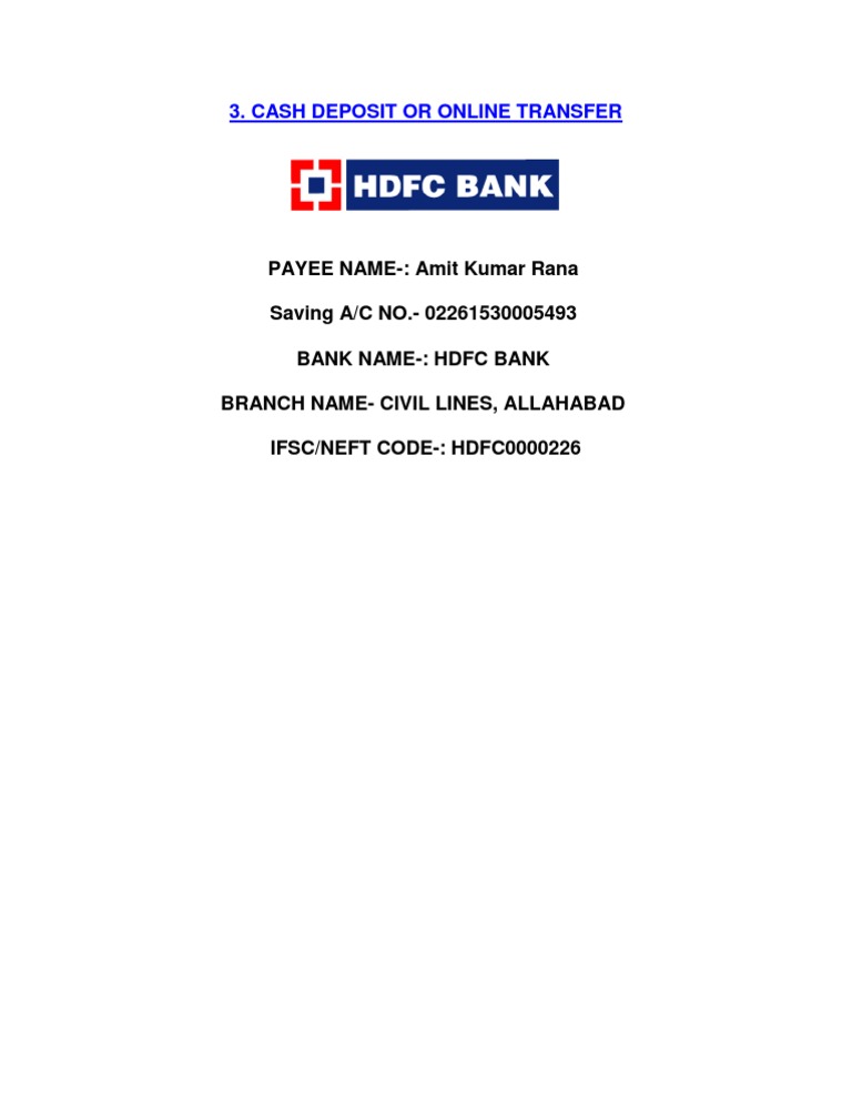 HDFC Bank Deposit Details for Amit Rana | PDF | Law
