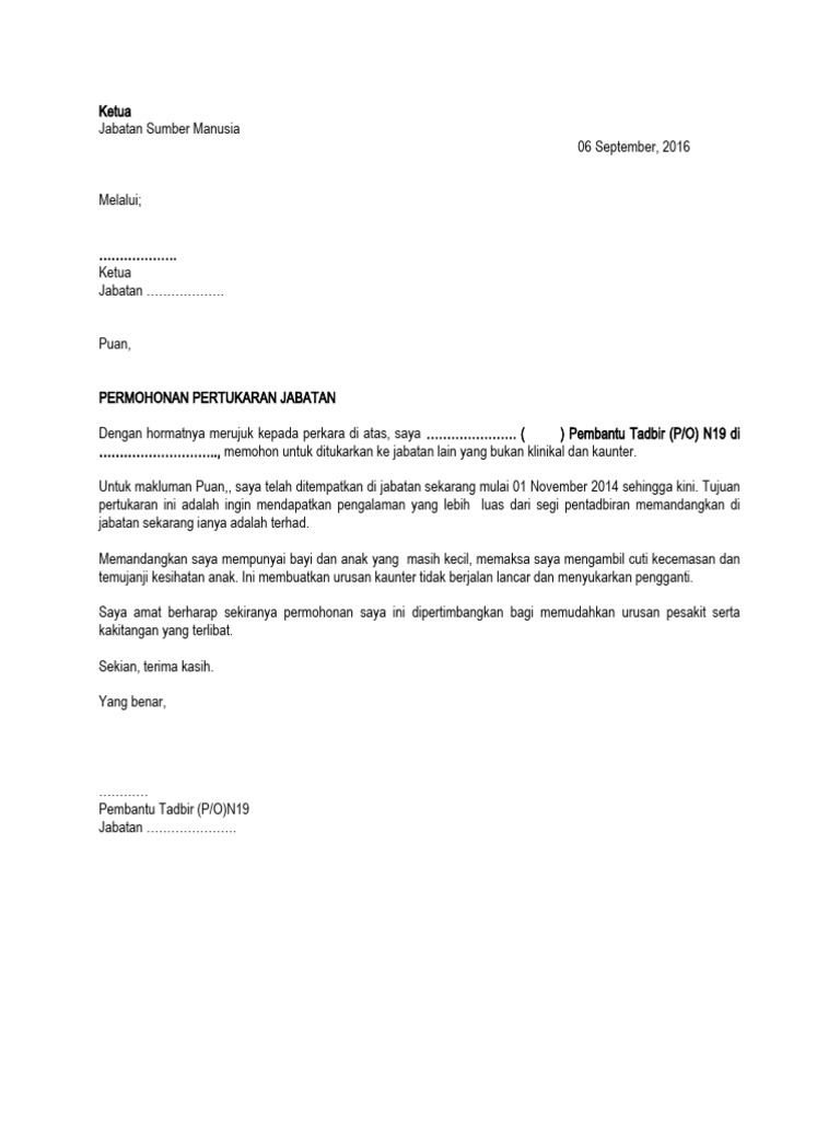 COntoh Surat Pertukaran | PDF