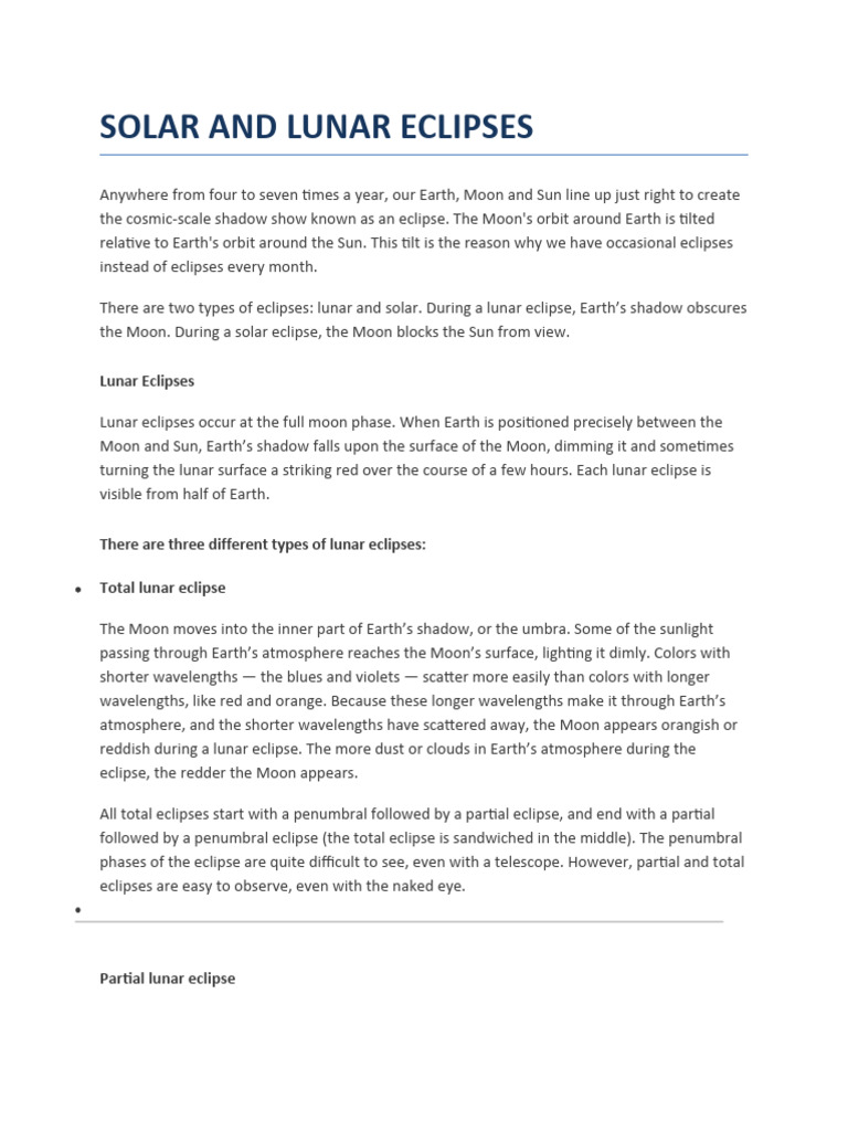Solar and Lunar Eclipses-Css Gsa | PDF | Solar Eclipse | Tide