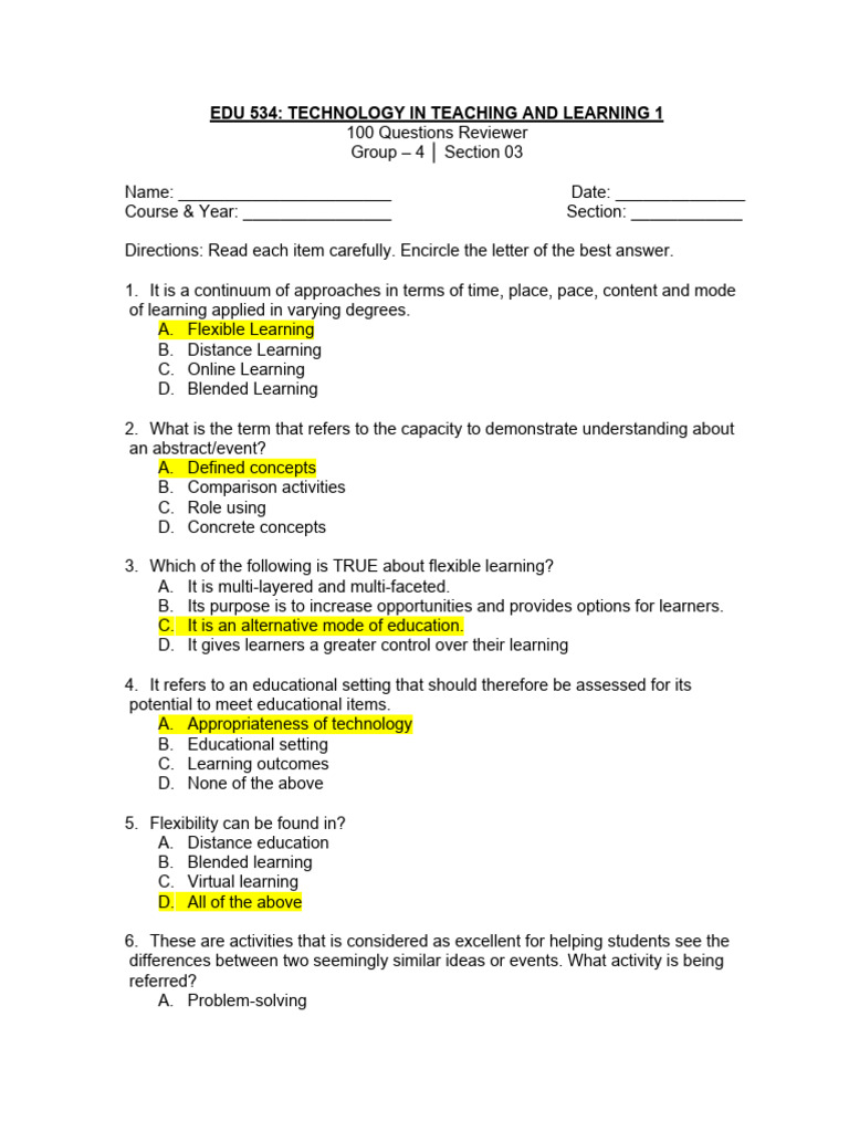 Edu 534: Technology in Teaching and Learning 1 | PDF