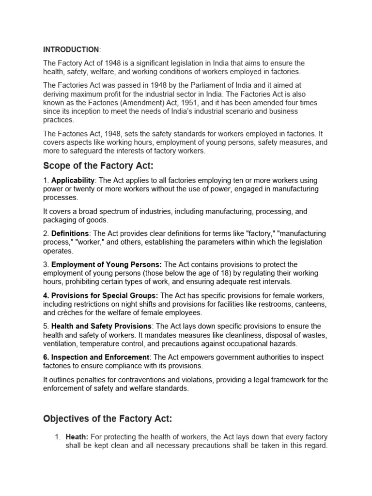 Factories Act | PDF