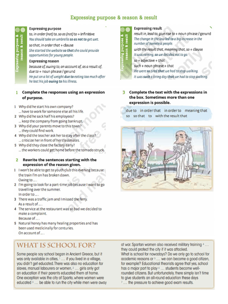 purpose-reason-result worksheet | PDF