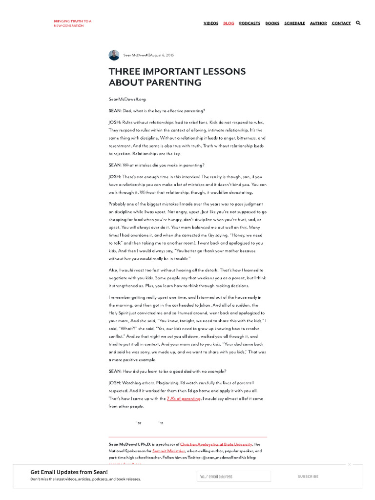 Three Important Lessons About Parenting | PDF