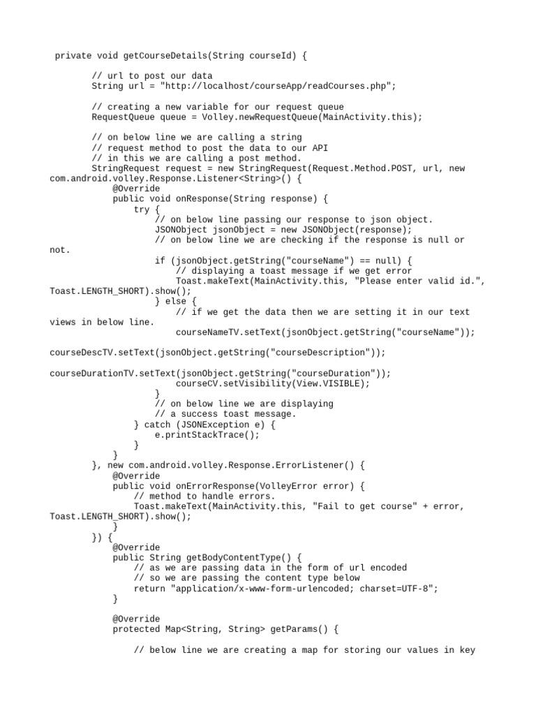 Android Volley Course Details Fetching | PDF | String (Computer Science ...