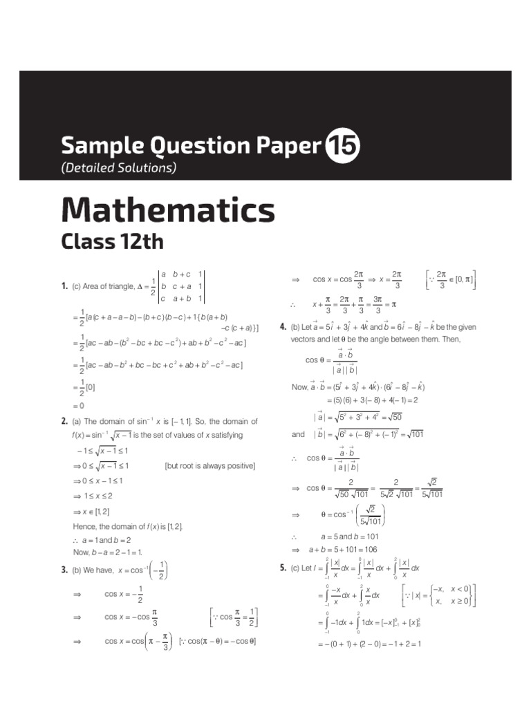 CBSE I Succeed Math 12th SP15 | PDF