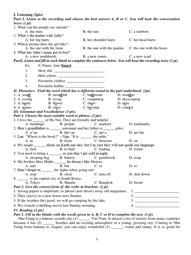 Revision Grade 6 | PDF