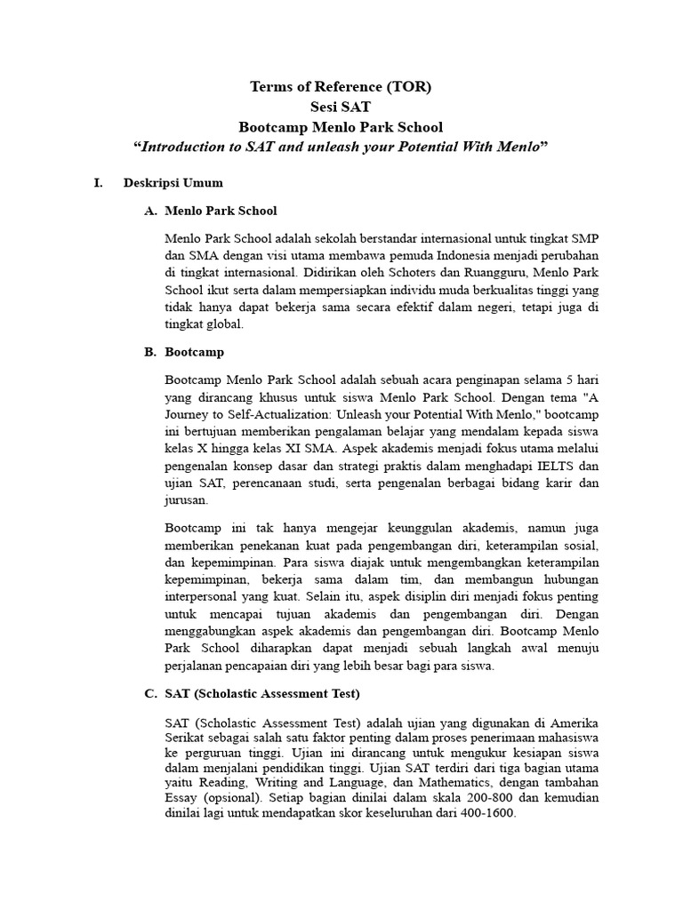 Terms of Reference (TOR) Kak Resky Ervaldi Saputra | PDF