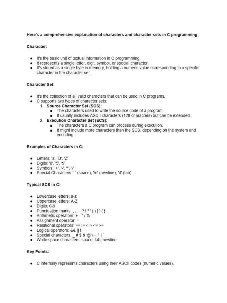 Character and Character Set 1 - What Is A Character, What Is Character Set in C Programming ...