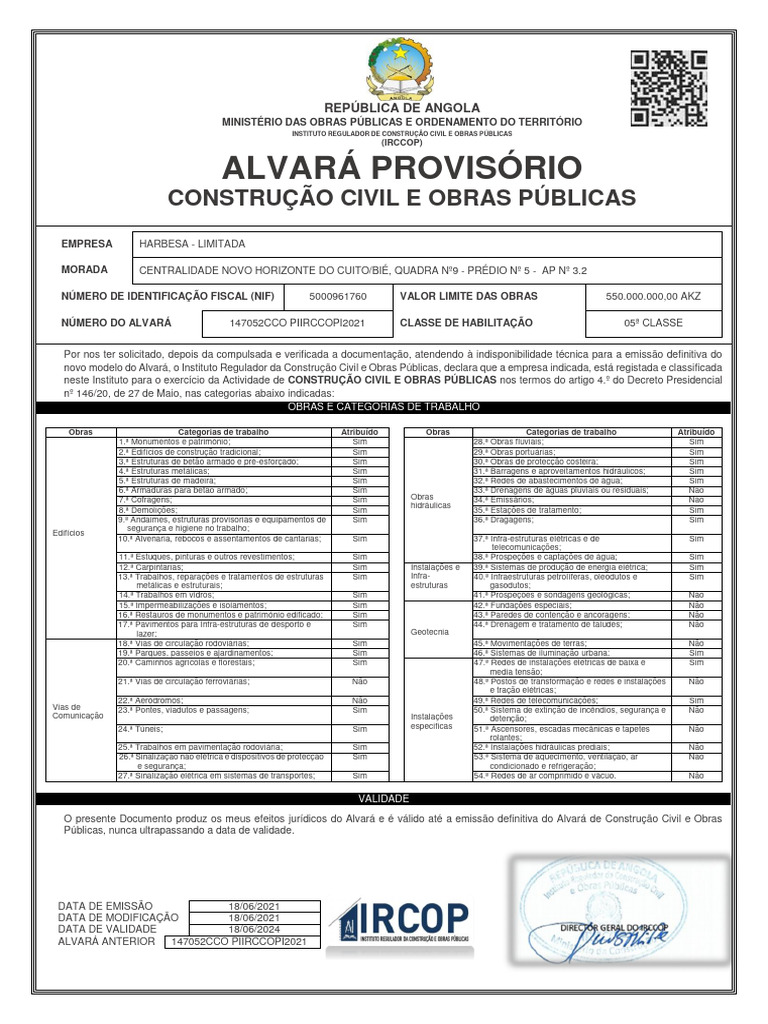 Alvara de Construção - Harbesa | PDF
