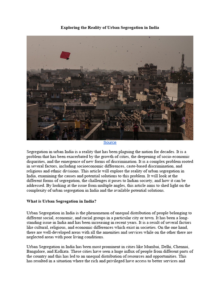 Exploring The Reality of Urban Segregation in India | Download Free PDF ...
