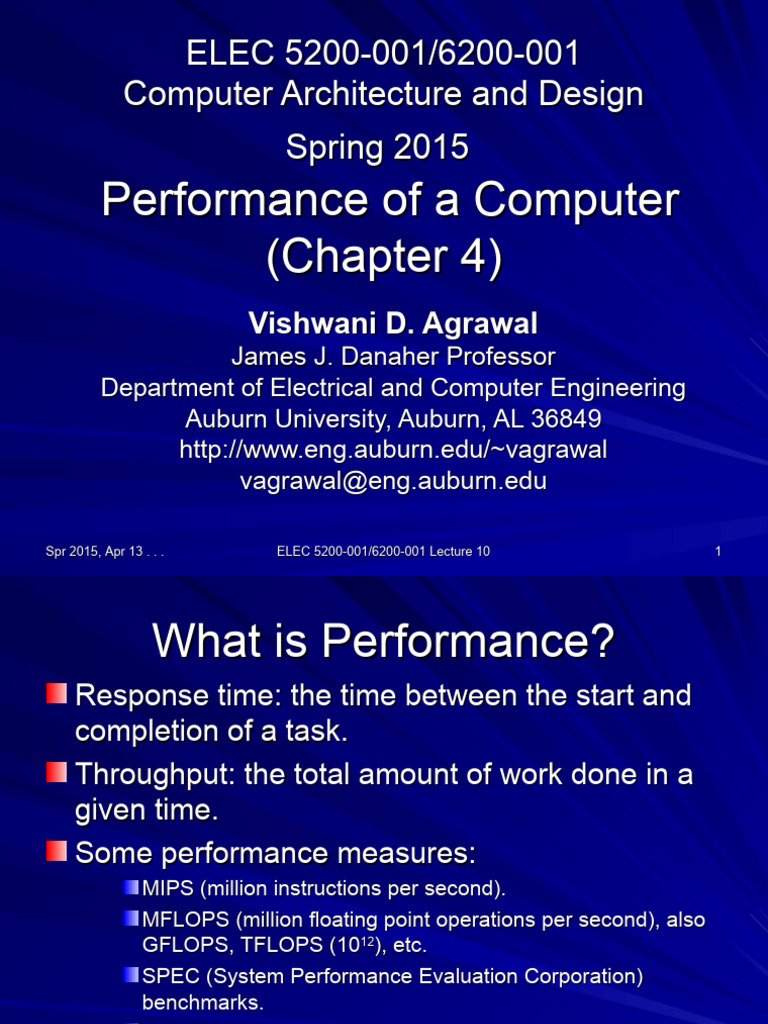 Lec10 Performance | PDF | Computer Hardware | Computing