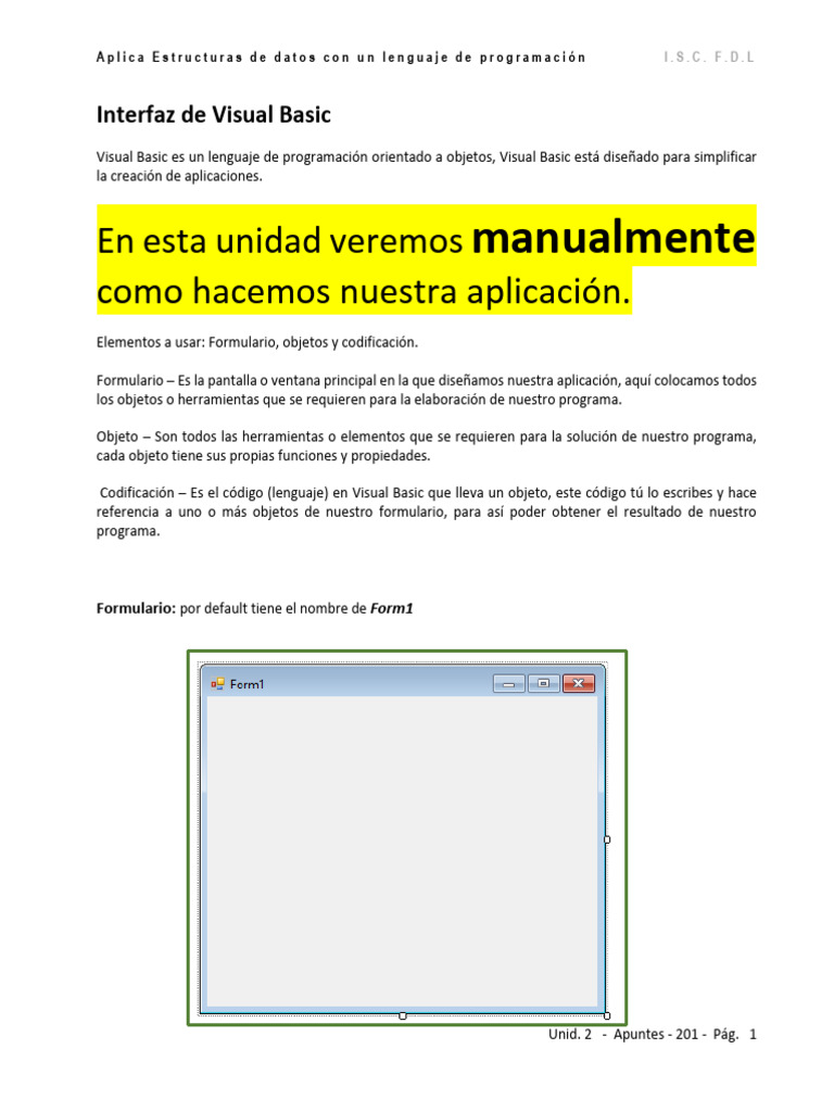 Apuntes 201 Formulario y Codificación Visual Basic 2022 | PDF ...