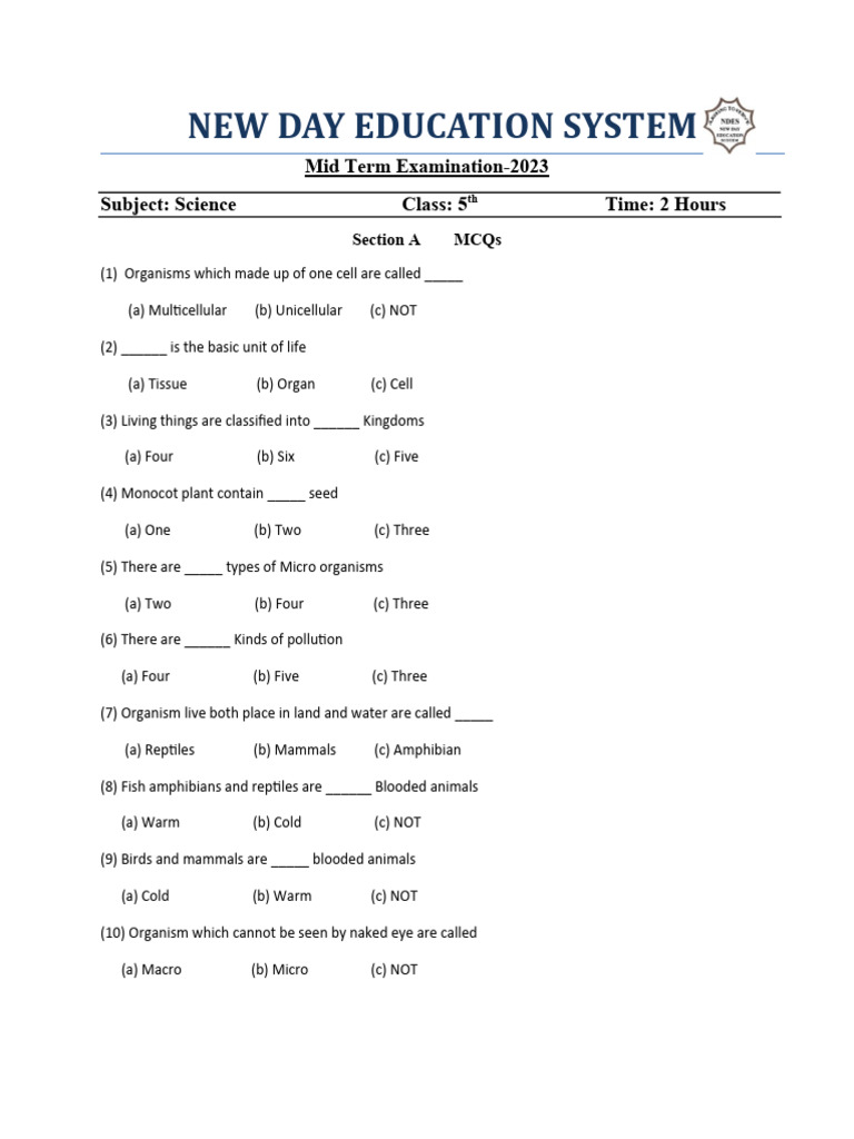 Class 5 Science-1 | PDF