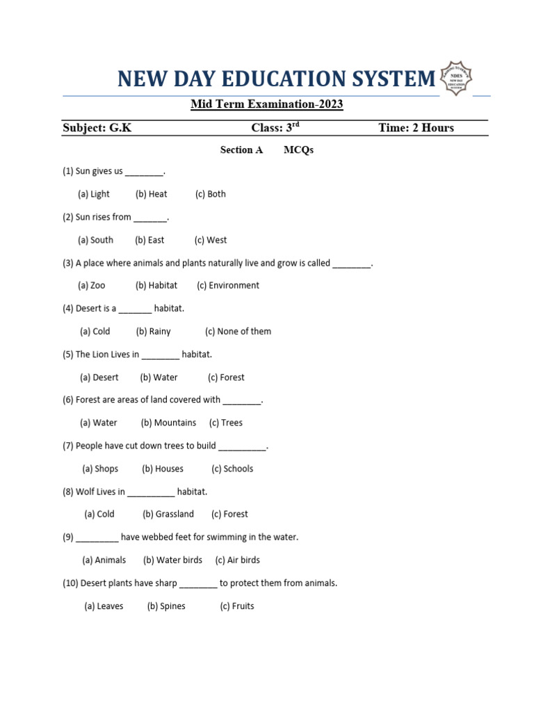 Class 3 G.K | PDF | Science & Mathematics