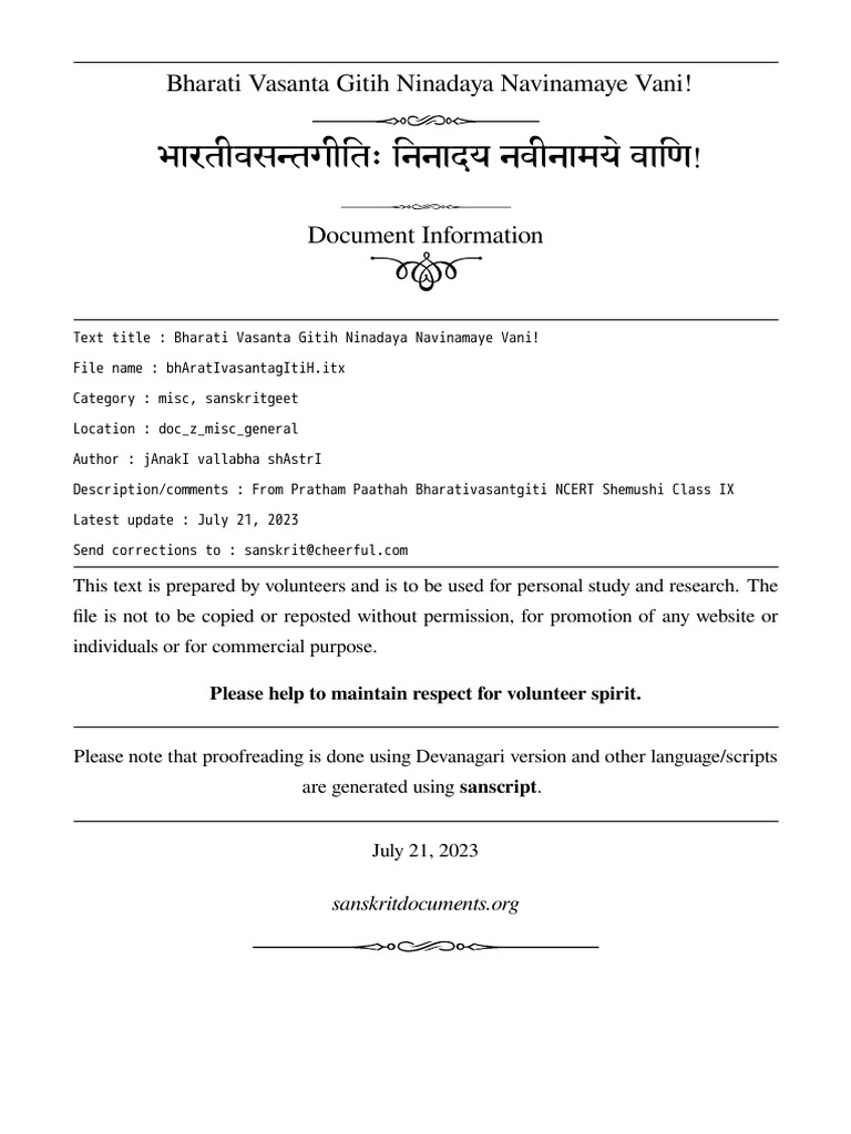 Bharati Vasant A Git I H | PDF