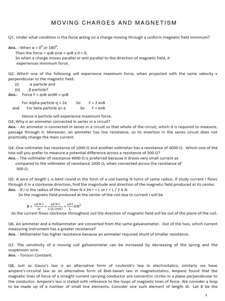 Moving Charges and Magnetism | PDF