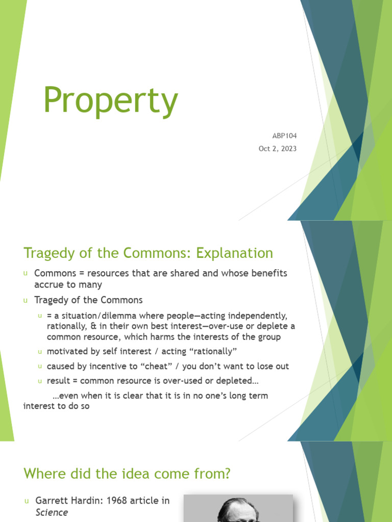 Unit 4 Slides - Tragedy of The Commons | PDF | Essays | Natural Environment