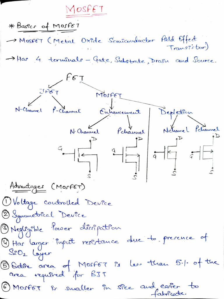 MOSFET (Handwritten) (Untill MOSFET As A Switch) | PDF | Design ...
