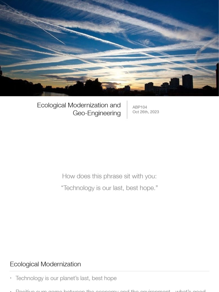 Unit 7 - Ecological Modernization and Geoengineering | PDF