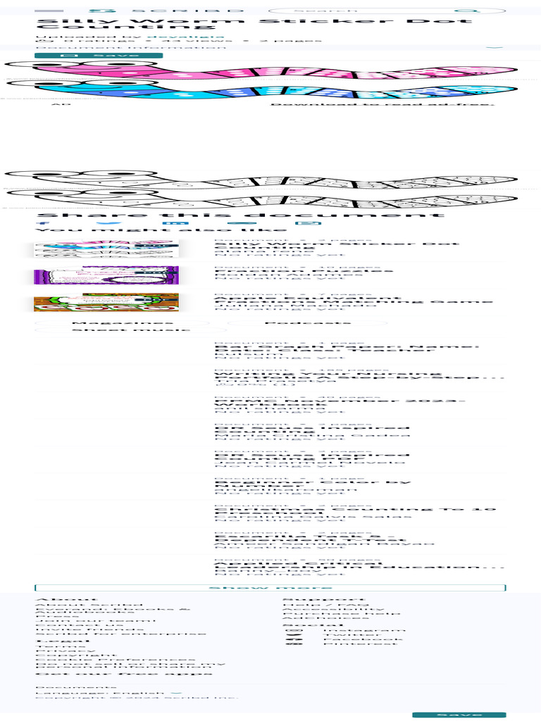 Silly Worm Sticker Dot Counting PDF | Download Free PDF | Scribd ...