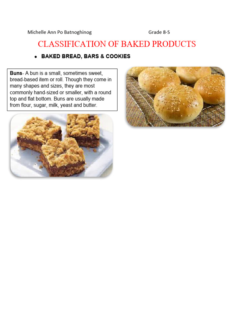 Classification of Baked Products | PDF | Cakes | Baking