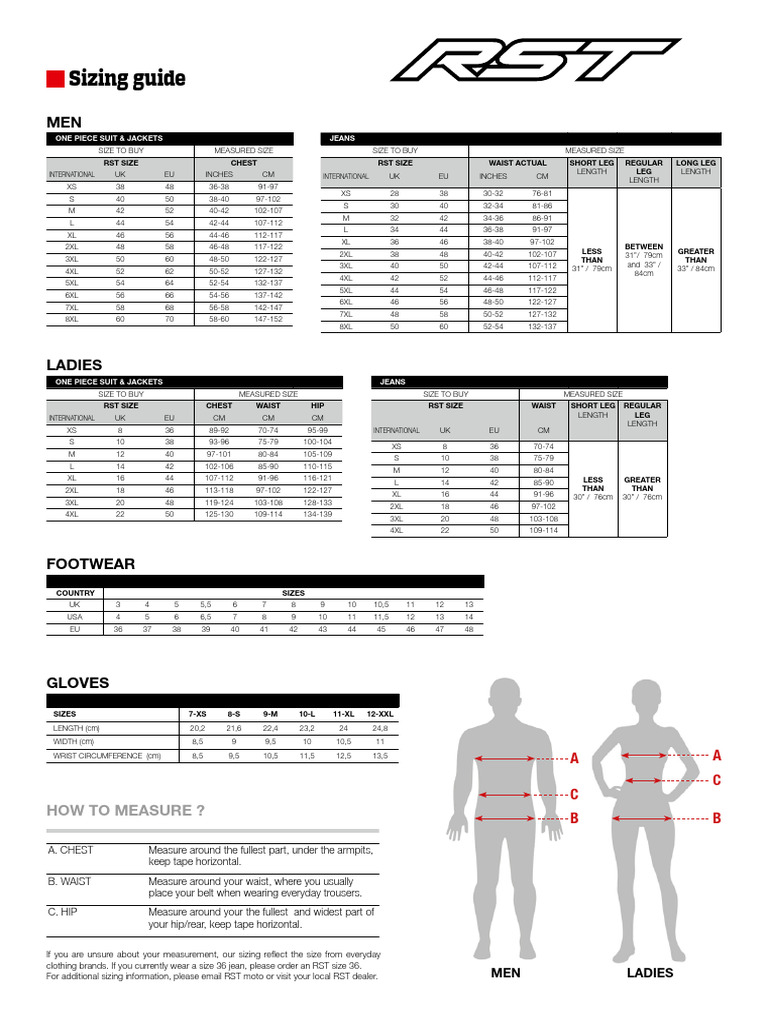 RST Size Chart EN 2020 | PDF