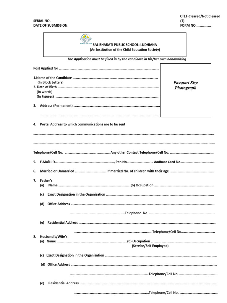 Teachers Application Form | PDF