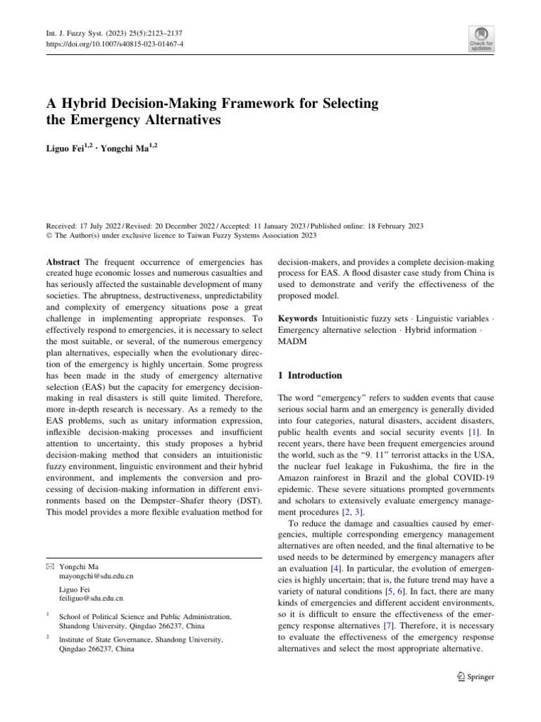Hybrid Decision Making Framework | PDF | Decision Making | Science