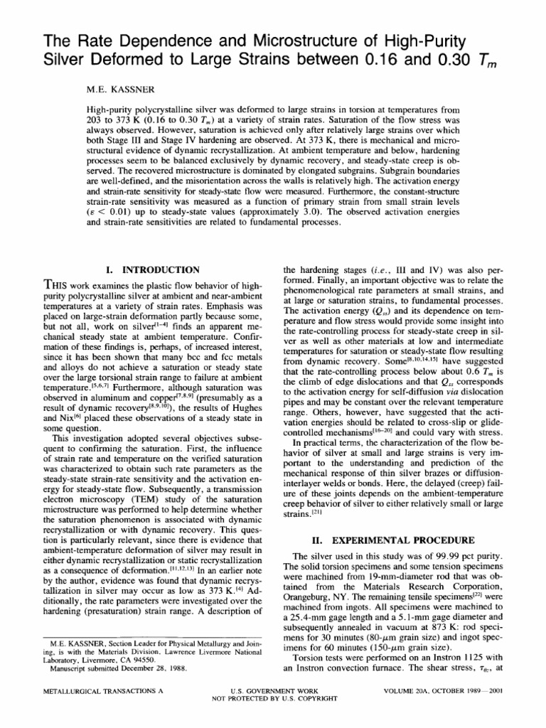 high-purity silver deformed to large strains | PDF | Creep (Deformation ...