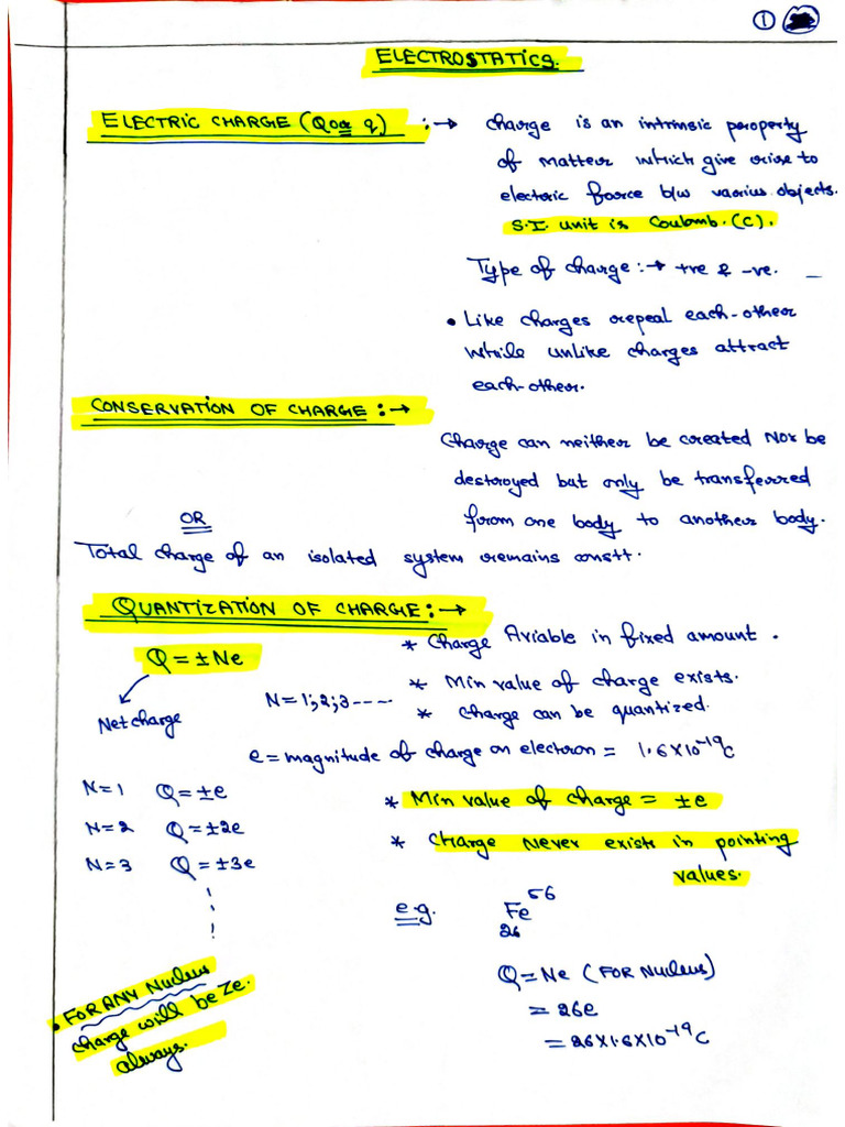 Electric Charges and Field Level 2 Notes Handwritten by Jagat Sir | PDF