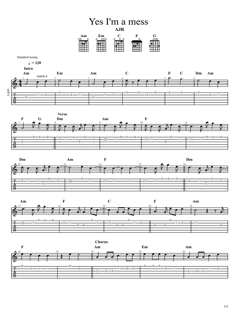 Yes Iam A Mess Ajr Full Tab | PDF