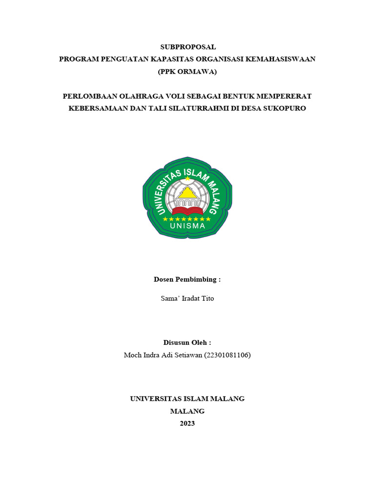 Proposal PPK Ormawa - Moch Indra Adi S Etiawan - (22301081106) | PDF