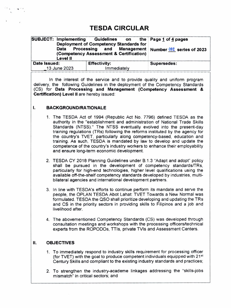 TESDA Circular No. 032-2023 | PDF