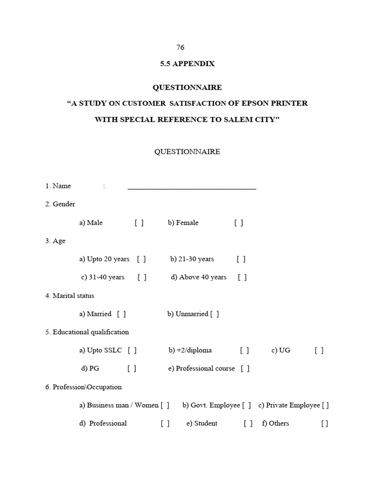 CS Questionnaires | PDF