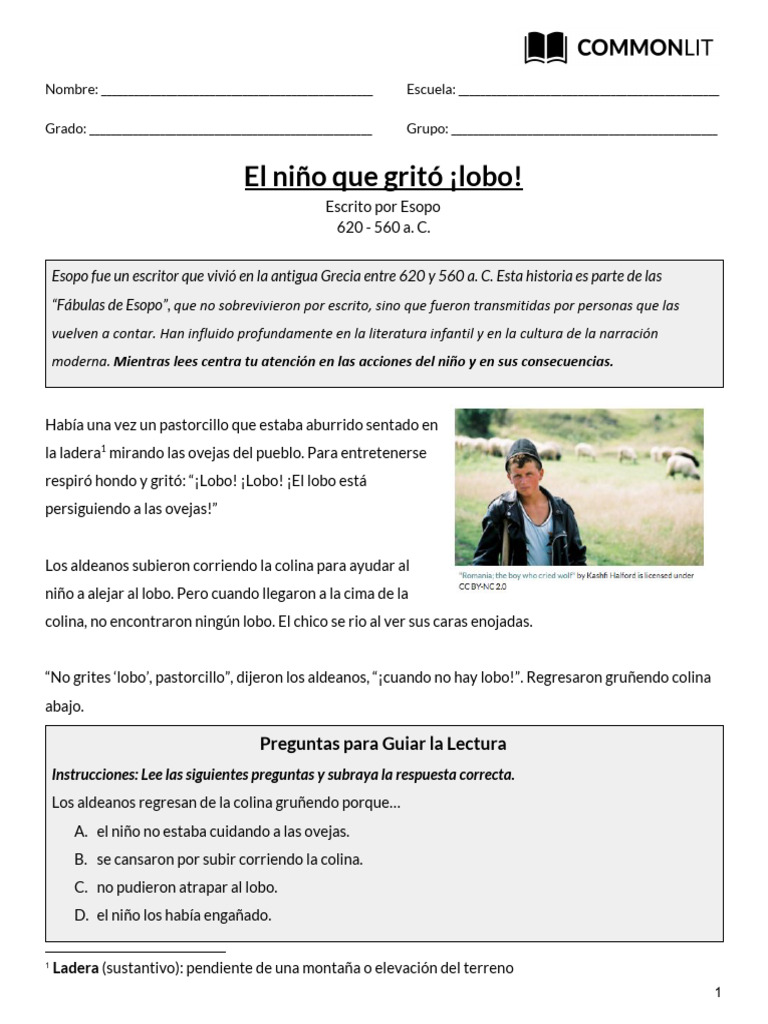 El Niño Que Grito Lobo | PDF