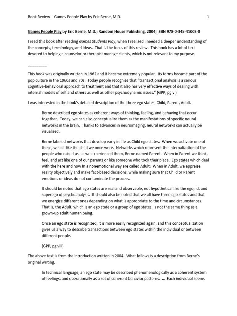 2 Book Review Games People Play | PDF