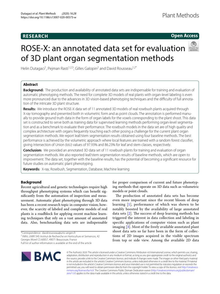 ROSE-X: An Annotated Data Set For Evaluation of 3D Plant Organ Segmentation Methods | PDF