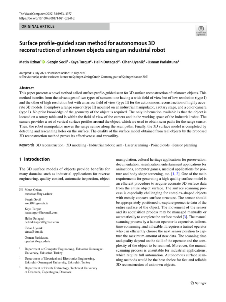Surface Profile Guided Scan Method For Autonomous 3D Reconstruction of Unknown Objects Using An ...
