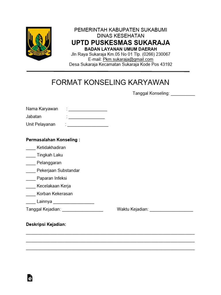 Format Konseling Karyawan Sukaraja | PDF